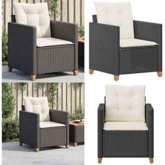 vidaXL Vidaxl - Chaise de jardin avec coussins noir r&eacute;sine tress&eacute;e - Chaises De Jardin - Chaises Confortables - Mobilier Ext&eacute;rieur - R&eacute;sine Tress&eacute;e