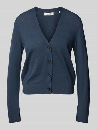 Marc O'Polo Slim Fit Strickjacke aus Baumwoll-Leinen-Mix