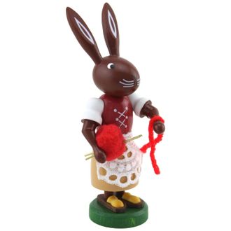 Seiffener Volkskunst Thomas Preißler | Osterhasenfigur Osterhäsin Osterhase | Höhe 10 cm | erzgebirgische Volkskunst | Osterfigur Osterdeko aus Holz | als Oma