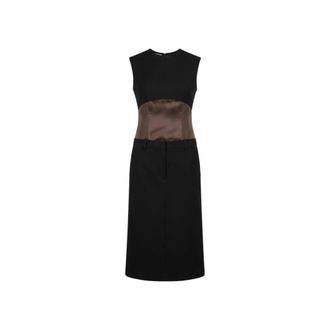 Marni Robe en Laine et Satin Contrast&eacute;s - Femme - Robes - Noir - Taille: 38 FR
