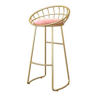 Generic Goldener Barhocker aus Metall - Ergonomischer, samtbezogener Stuhl f&uuml;r K&uuml;che, Bistro und Kneipe mit bequemer R&uuml;cken- und Fu&szlig;st&uuml;tze, ideal f&uuml;r den Essb