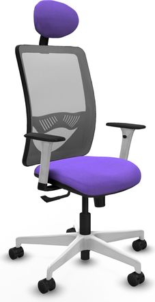 Piqueras y Crespo B&uuml;rostuhl mit Rollen Zulema mit wei&szlig;en und schwarzen Armlehnen, h&ouml;henverstellbare Lendenwirbelst&uuml;tze und festes Kopfteil, ausgestattet mit 3 Positione