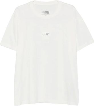 Maison Margiela Homme, Tops, Blanc, Taille: XL T-shirt &agrave; Manches Courtes et Col Rond