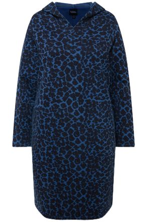 Ulla Popken Damen Sweatkleid im Leodruck Kleid, Indigo, 50-52