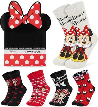 Disney Minnie Mouse Chaussettes Femme et Ado, Lot de 5 Paires Chaussettes Fantaisie Confortable, Id&eacute;e Cadeau pour Elle (36/41 EU, Multi Minnie)