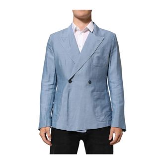 Dolce & Gabbana Hellblaue Leinenjacke Blazer - - Jackets - Herren - Blau - XL