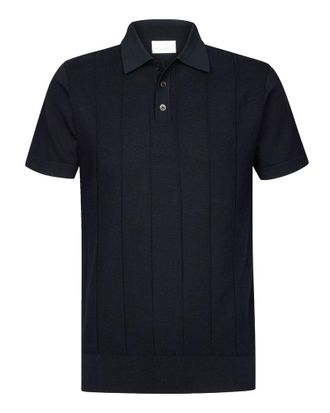 Profuomo Strick-Poloshirt aus Baumwolle mit Schattenstreifen in