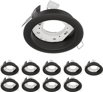 LEDs Com 10 Stück Deckeneinbauleuchte ZOBE II, schwarz matt, rund, 107mm Ø, 1x GX53 max. 25W
