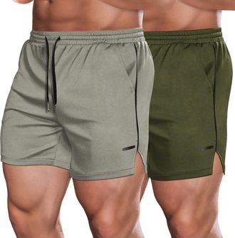 Coofandy Shorts Herren Kurz Sporthose Sommer Shorts Fitness Training Kurze Hose Army Grau/Armgrun XXL