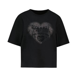 Zadig&Voltaire Taida Herz Strass T-Shirt - - Tops - Damen - Schwarzk - XS