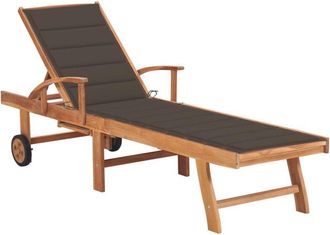 vidaXL Vidaxl - Sonnenliege mit Auflage Taupe Massivholz Teak