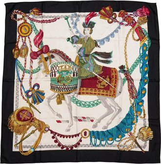 Herm&egrave;s T&uuml;cher & Schals - Hermes Classic Le Timbalier Silk Carre 90 Scarf - Gr. unisize - in Schwarz - f&uuml;r Damen