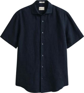 GANT Homme, Chemises, Bleu, Taille: XL Chemise &agrave; Manches Courtes Regular Fit en Coton et Lin