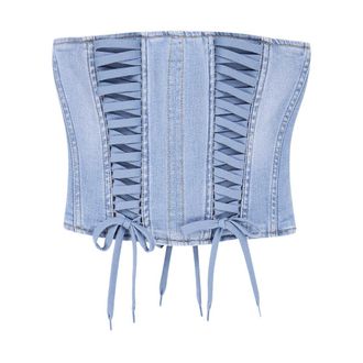 Elisabetta Franchi Denim Bustier Top - - Tops - Damen - Blau - L