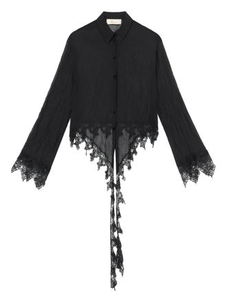Blumarine Semi-transparentes Hemd mit Spitzendetail - Schwarz