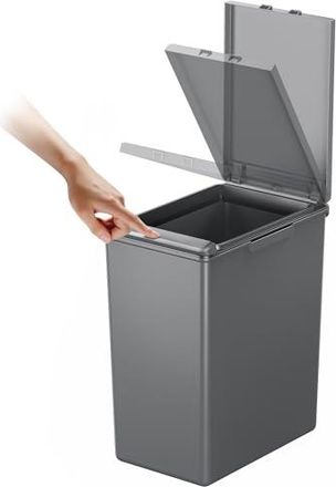 EKO Morandi M&uuml;lleimer f&uuml;r die K&uuml;che, 20 l, mit Touch-Top-Deckel, schlanker Kunststoff-M&uuml;lleimer mit Recycling-Aufklebern und leicht zu reinigender Oberfl&auml;