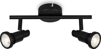 Briloner Leuchten - LED Deckenlampe Badezimmer, verstellbar, LED Deckenleuchte Bad, IP44, warmweiße Lichtfarbe, GU10, Schwarz, 275x80x123 (LxBxH)