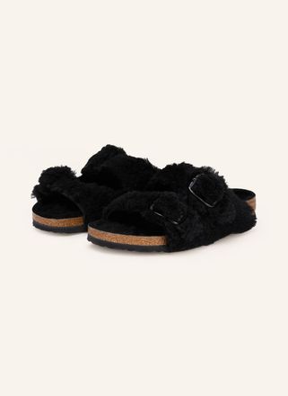 Birkenstock Pantoletten Arizona Big Buckle Shearling Teddy schwarz