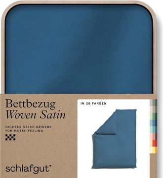 Schlafgut Woven Satin Bettwäsche 155x220cm Bettdecke Bezug einzeln, Blue Mid Uni in Hotelqualität mit 100% Baumwolle