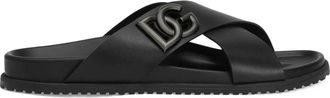 Dolce & Gabbana Homme, Chaussures, Noir, Taille: 42 EU Sandales Slides Logo