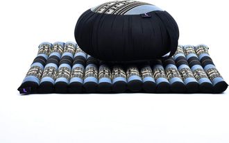 Leewadee Meditationskissen Set - Sitzkissen Rund Zafu, Zabuton Yogakissen, Meditation Zubehör, Kapok, Blau