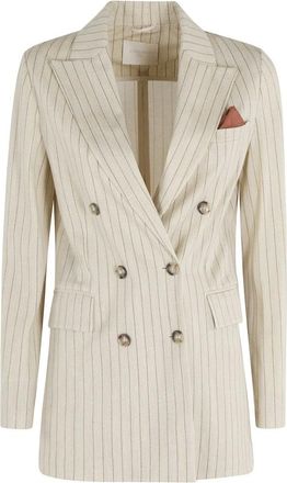 Circolo 1901 Femme, Vestes, Beige, Taille: 38 FR Blazer ray&eacute;