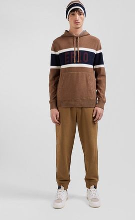 Eden Park Pull &Agrave; Capuche En Coton Noisette Jacquard Ep10 Coupe Regular