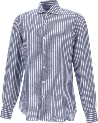 Barba Homme, Chemises, Bleu, Taille: L Dandylife Striped Linen Shirt