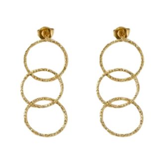 Dansk Copenhagen Vilja Waterproof 18K Gold Plated Statement Earrings - Structured Stainless Steel - Femme - Accessoires - Jaune - Taille: ONE Size
