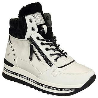 Mustang Jeans Bottine Femme 1364-503, Pointure:39 EU, La Couleur:Blanc