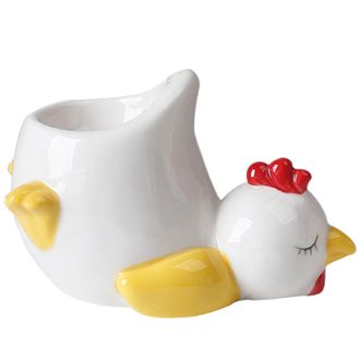 Generico Eierbecher - Set mit 4 Eierhaltern aus Keramik f&uuml;r H&uuml;hnchen und Enten, entz&uuml;ckendes Fr&uuml;hst&uuml;cksgeschirr, sp&uuml;lmaschinenfest, lustige K&uuml;chendekoration f&uuml;