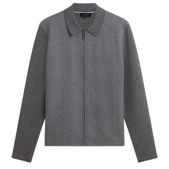 Ted Baker Dejo Fischgr&auml;tmuster-jacke Mit Frontrei&szlig;verschluss, Grau