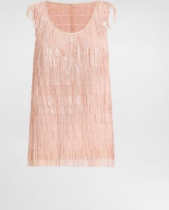 Dolce & Gabbana Ärmelloses Top Mit Paillettenfransen-stickerei - Frau Blusen Und Tops Rosa 40