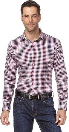 Vincenzo Boretti Chemise Homme, Coupe cintr&eacute;e Slim-fit, Tissu Infroissable et agr&eacute;able, 100% Coton, Manches-Longues, col Kent, Motif &agrave; Carreaux avec Contraste Bleu fon