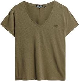 Superdry Studios Slub EMB Vee Tee W1011181A Tornado Green Taille 10, Verdure, 38