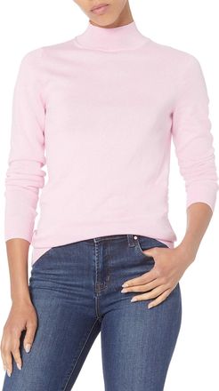 Amazon Essentials Damen Leichter Pullover mit Stehkragen (in Übergröße erhältlich), Hellrosa, XXL