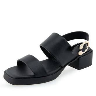 Aerosoles Femme Colombe Sandale à Talon, PU Noir, 37.5 EU Large