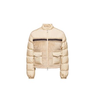 Moncler Moncler Achillee Teddy Down Bomber, Women, Beige, Size: 00