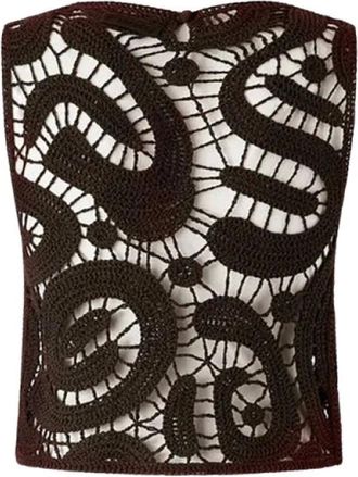 Pinko Pinko, Femme, Tops, Brun, Taille: 40 FR Eruzione Top Crochet Geometric