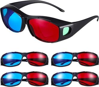 IFUNDOM Lot de 5 Lunettes 3D Anaglyphes Rouge et Bleu en Plastique Léger Compatibles Télévision et Cinéma pour Regarder des Films 3D à la Maison