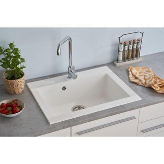 Respekta K&uuml;chensp&uuml;le Einbausp&uuml;le Sp&uuml;le Granit Mineralite 66 x 50 Wei&szlig; Respekta Ohio