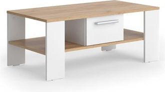 Vicco Table Basse Wilmut, Ch&ecirc;ne dor&eacute;/Blanc, 89.8x46.4cm avec tiroir