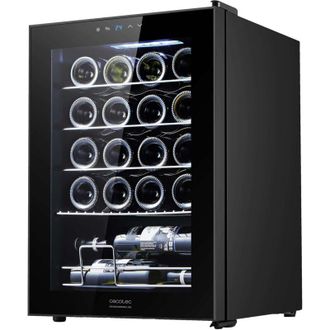 Cecotec Schwarzer Weink&uuml;hlschrank mit einem Fassungsverm&ouml;gen von 20 Flaschen mit Kompressor-K&uuml;hlsystem, einstellbarer Temperatur zwischen 5-18&ordm;C und