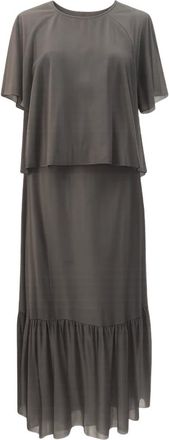 Kaos Kaos, Femme, Robes, Brun, Taille: 40 FR Gonna Midi in Lino Balza Sotto