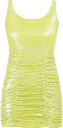 Faina Strick-Tr&auml;gerkleid mini Damen Limette Metallisch