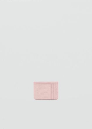 Mango Porte-cartes effet croco rose clair - Femme - Taille unique - MANGO