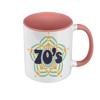 Fabulous Tasse in Premium-Qualit&auml;t, Rosa - 70er Jahre Kultur Hippie Nostalgie - Tasse mit Henkel und farbigem Innenfutter