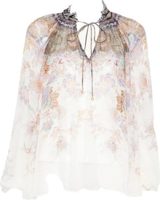 Zimmermann Femme, Blouses et Chemises, Multicolore, Taille: 36 FR Chemisier &agrave; col nou&eacute; Paisley