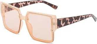 Generic Lunettes de soleil vintage à grande monture pour femmes et hommes, lunettes de vue classiques, lunettes dété de voyage, nuances UV400, Léopard Champag