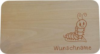 Ffelsenfest Fr&uuml;hst&uuml;cksbrettchen Kinder I Brotzeitbrett personalisiert I Raupe
